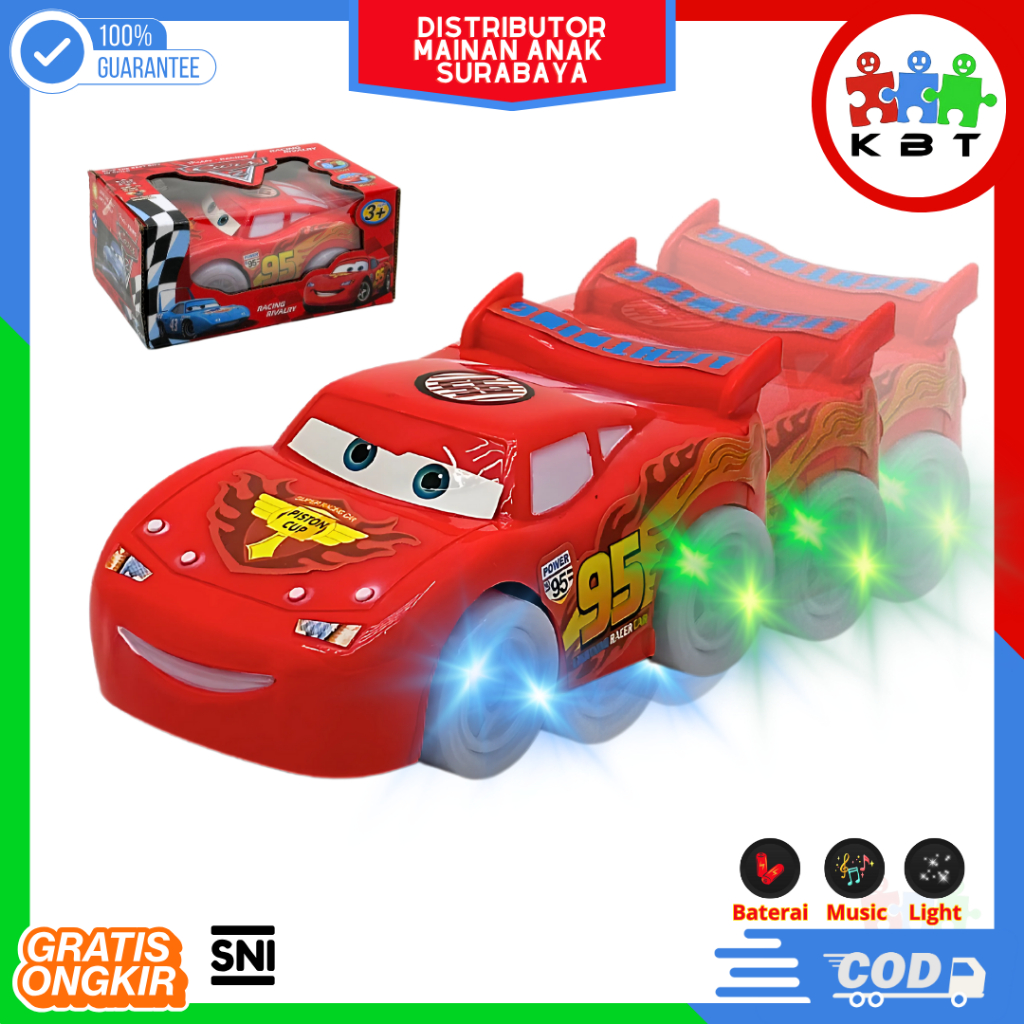 Jual Mainan Mobil Cars Lightning McQueen Baterai Bisa Jalan Lampu Musik ...
