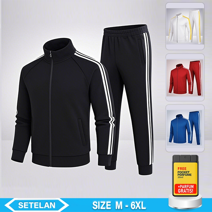 Jual SETELAN TRAINING SPORT UNISEX (M - 6XL) 1 SET JAKET CELANA ...