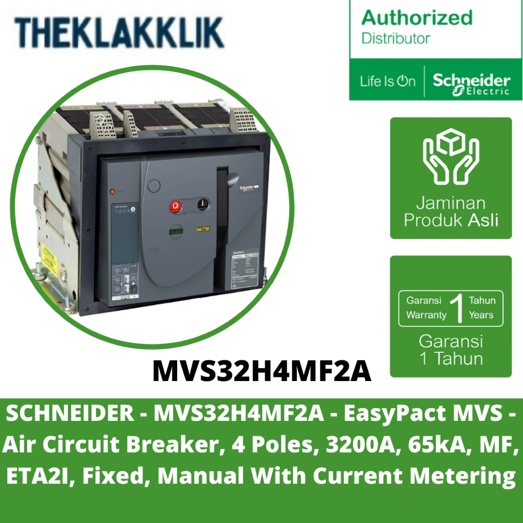 Jual SCHNEIDER - MVS32H4MF2A - EasyPact MVS - Air Circuit Breaker, 4 ...