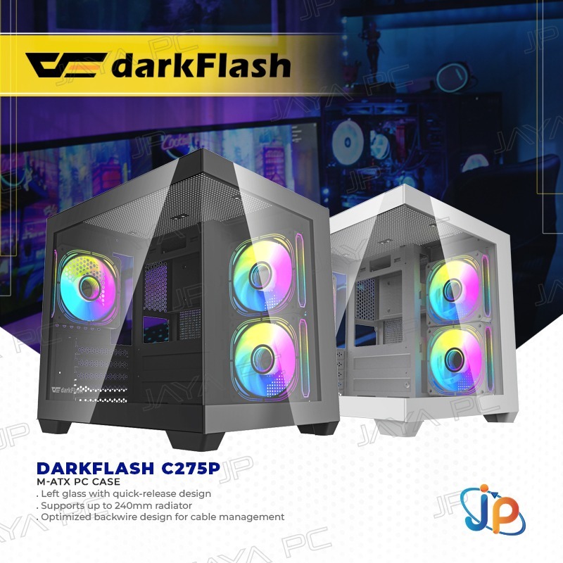 Jual darkFlash C275P M-ATX PC CPU Case - Tempered Glass Casing | Shopee ...