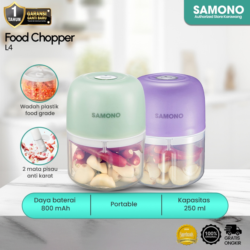 Jual SAMONO Mini Chopper 250ml Blender Portable 2 Pisau Penghalus ...