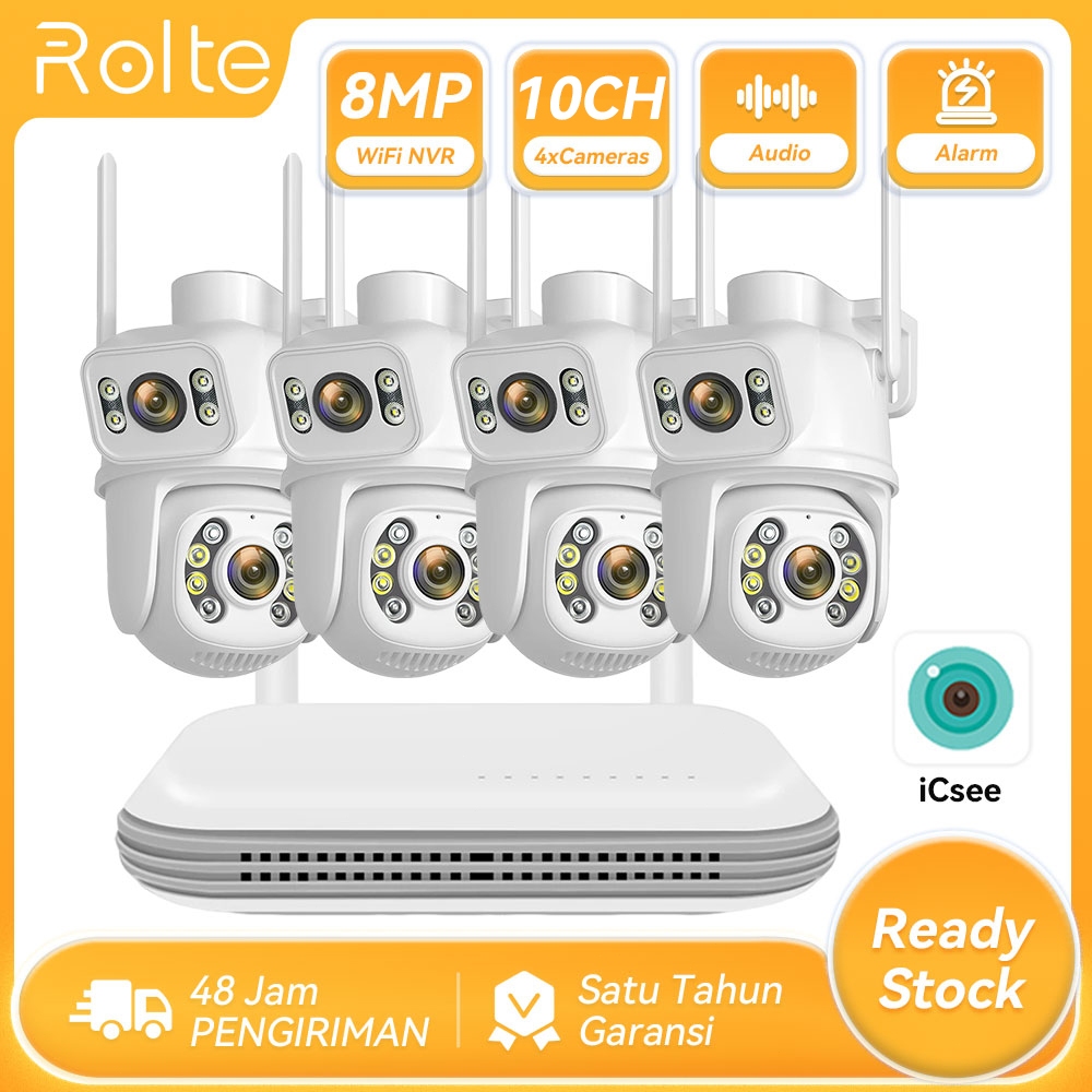 Jual Rolte 8MP Pakte CCTV 10 Channel WiFi NVR 4 Kamera WiFi PTZ Dual ...