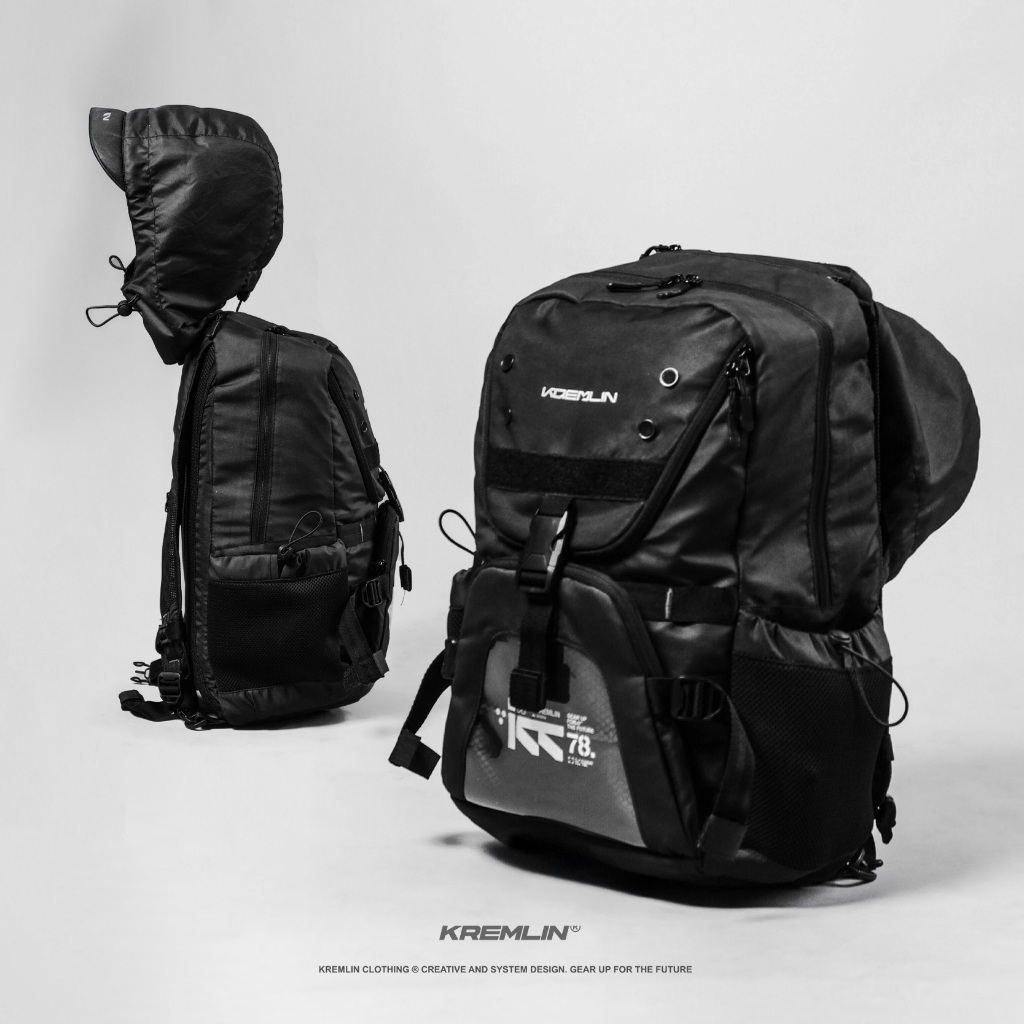 Jual KREMLIN Backpack Hood Tas Ransel Black - External | Shopee Indonesia