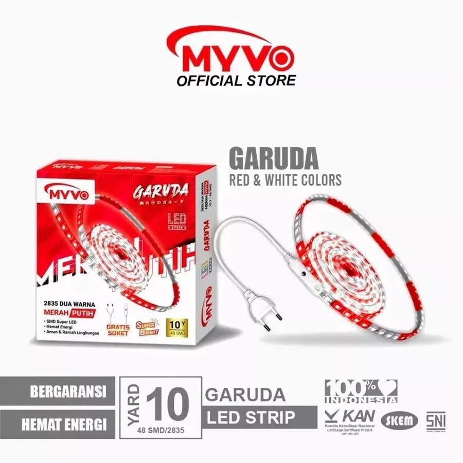 Jual MYVO LED STRIP 2835 10 Yard MERAH PUTIH GARUDA | Shopee Indonesia