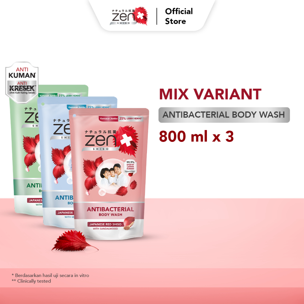 Jual Zen Antibacterial Body Wash Shiso & Sandalwood, Shiso & Tea Tree ...