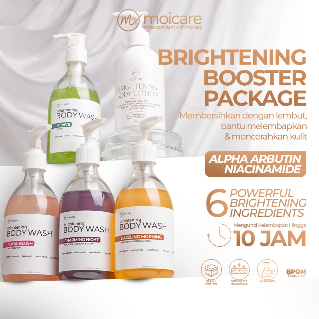 Jual MOICARE 2 PAKET PENCERAH Lotion Brightening + Body Wash Whitening ...