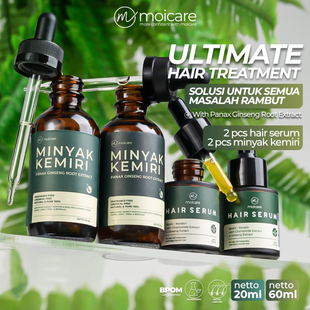 Jual Moicare Special Bundling 4Pcs - Hair Serum 2Pcs & Minyak Kemiri ...