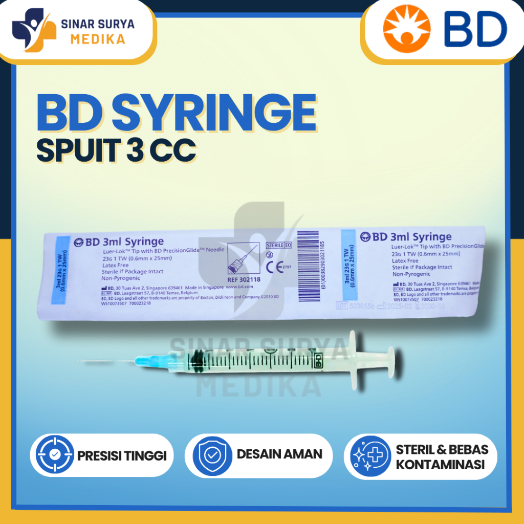Jual Spuit 3 cc / BD Spuit 3 ml / Disposable Syringe BD " PCS ...