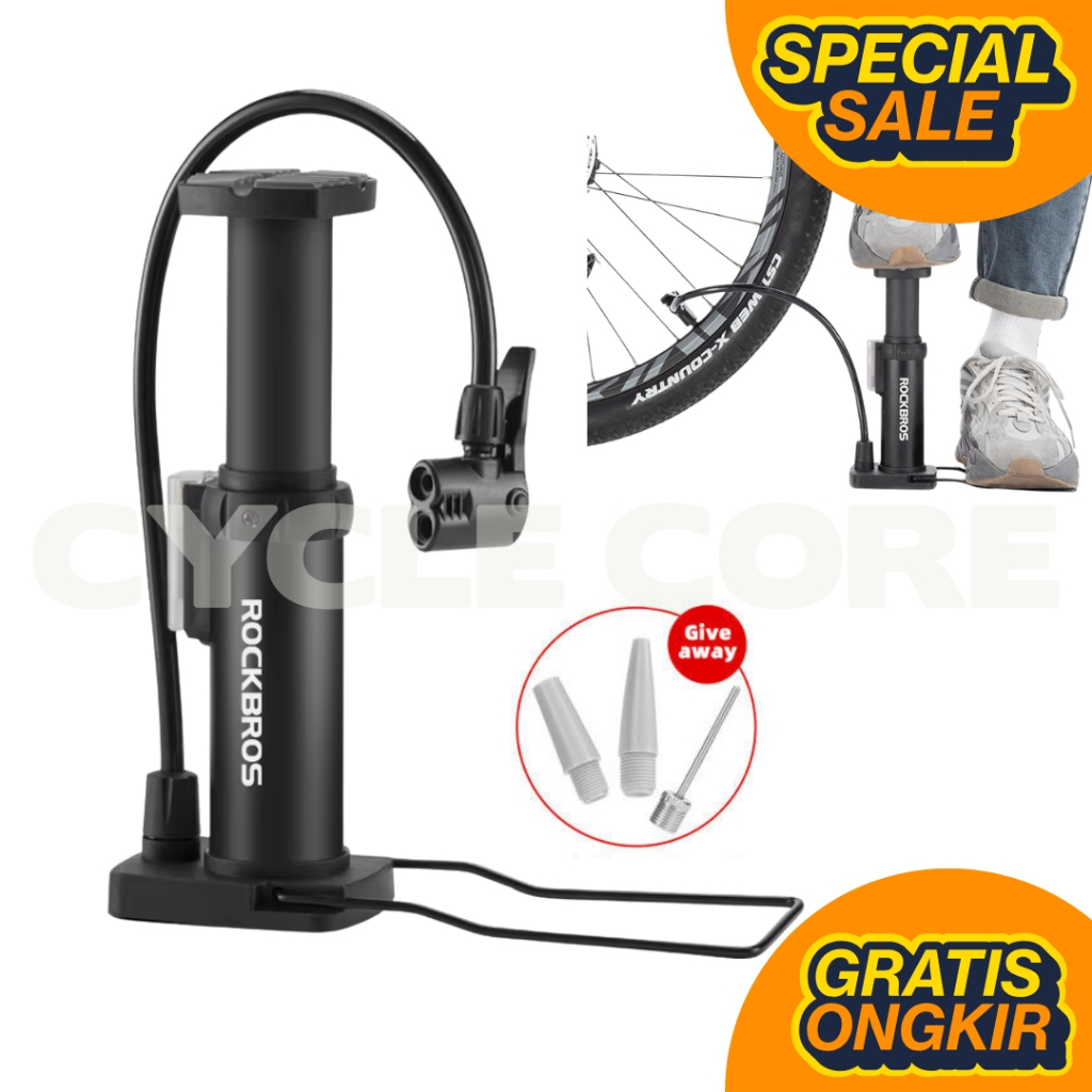 Jual Pompa Sepeda Motor Mobil Rockbros Alloy Pompa Injak 4522 Portable ...