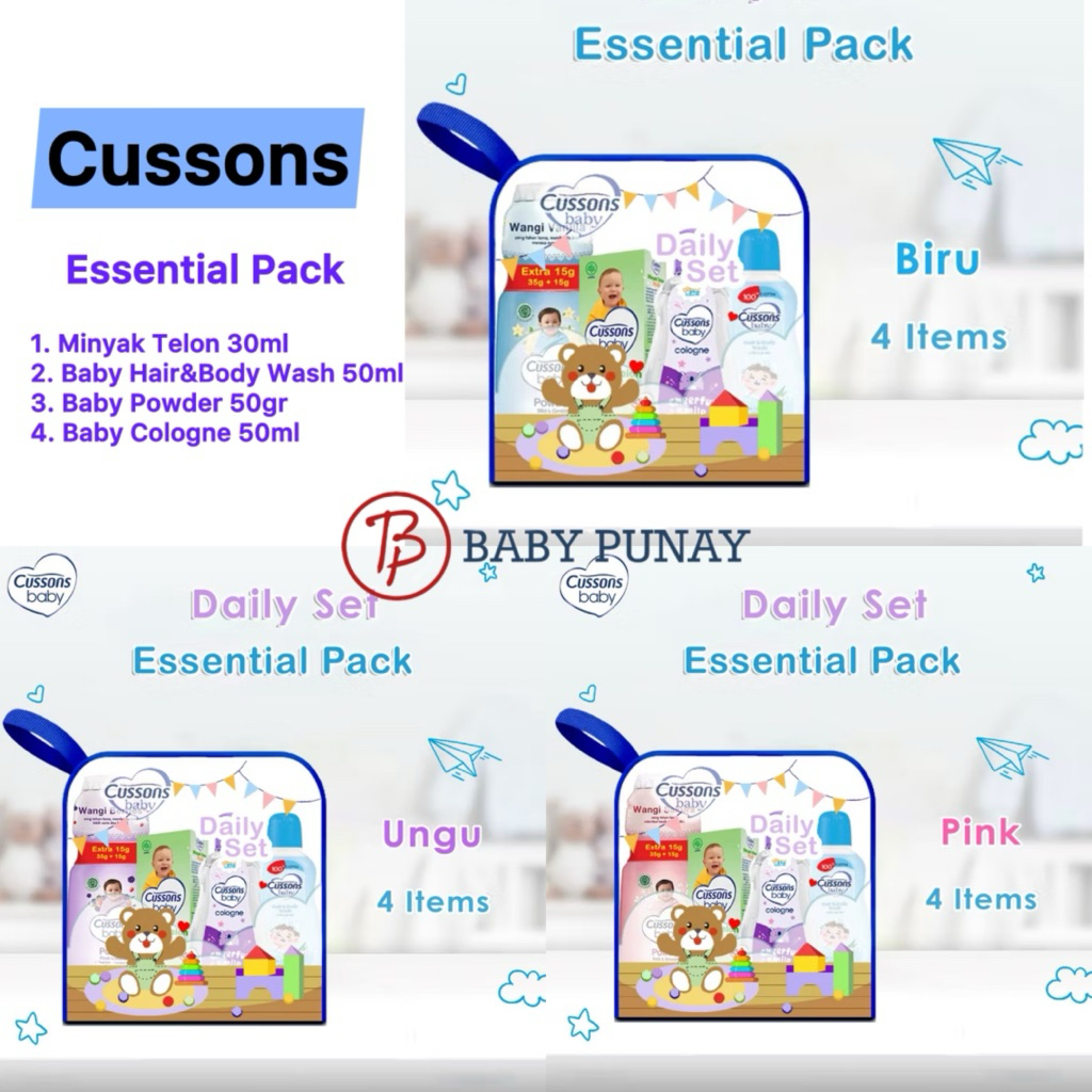 Jual Cussons Daily Essential Mini Bag Gift Set 4in1 (Pink/Biru/Ungu ...