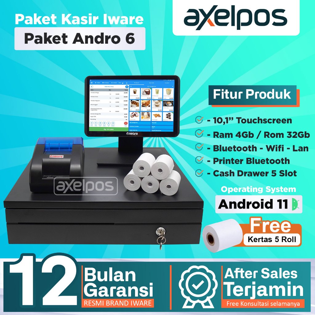 Jual Axelpos Paket Alat Mesin Kasir Android Umkm Iware | Shopee Indonesia