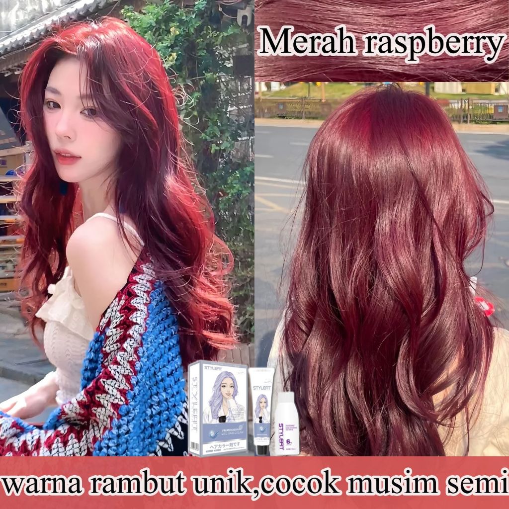 Jual 【COD,Ready Stock】STYLE FIT Cat rambut merah raspberry 200ML cat ...