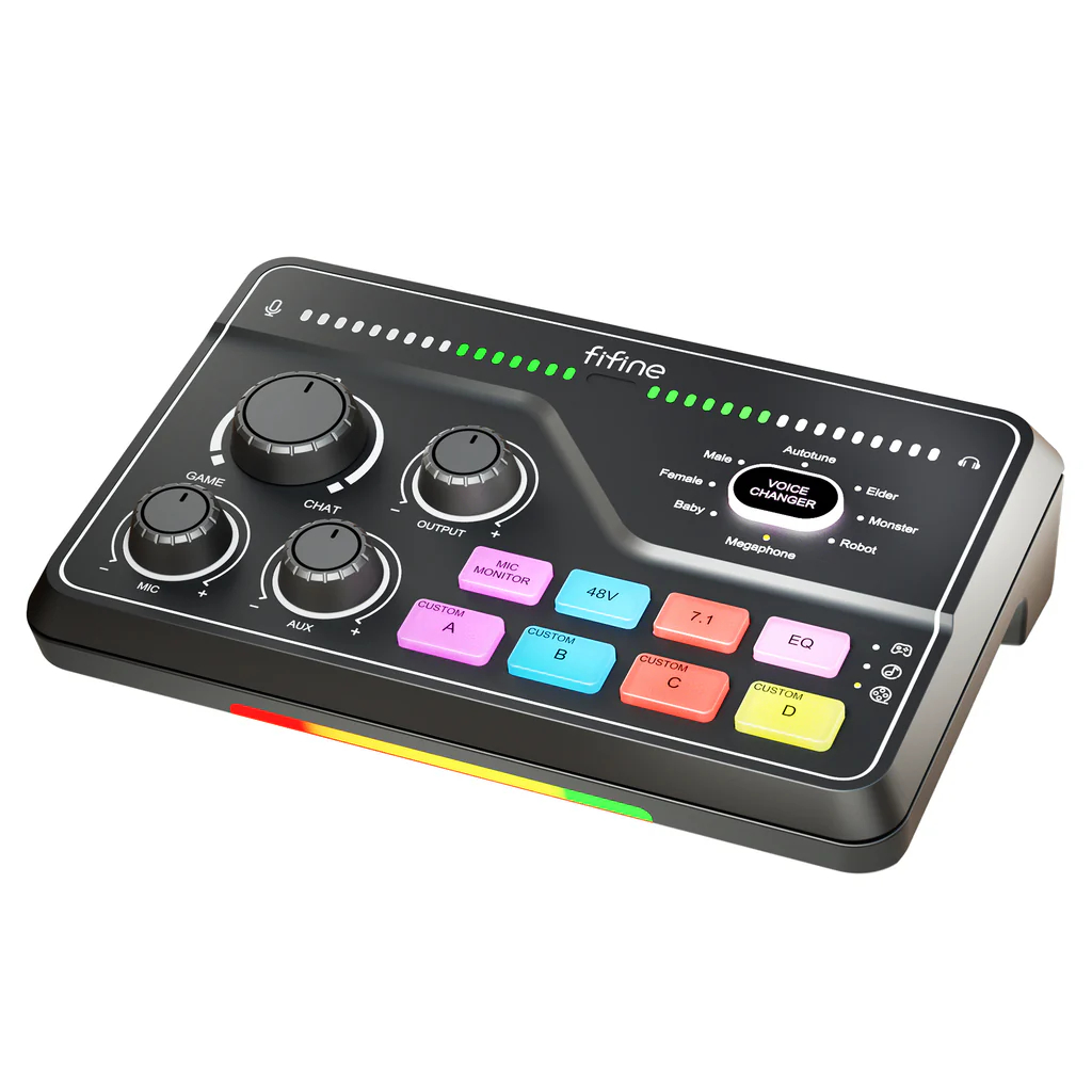 Jual FIFINE AmpliGame SC8 Gaming Audio Mixer SB Soundcard RGB – XLR Mic ...