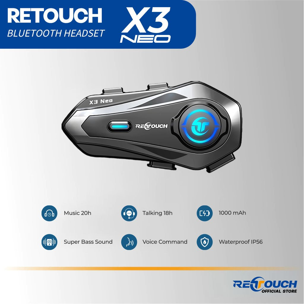 Jual RETOUCH X3 NEO Wireless Intercom Bluetooth Headset Helm Super Bass ...