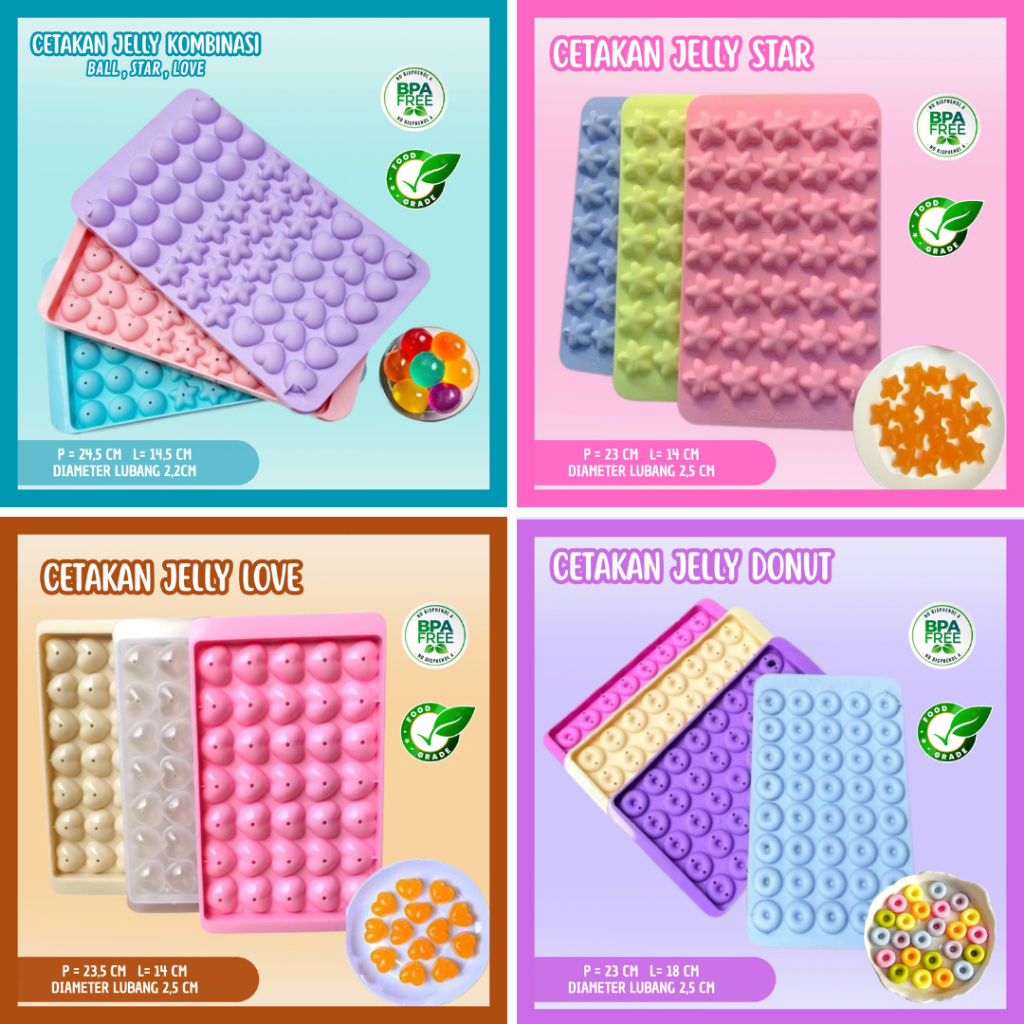 Jual Cetakan Jelly Ball Kombinasi Baru Cetakan Es Batu Jelly Bulat Hati ...