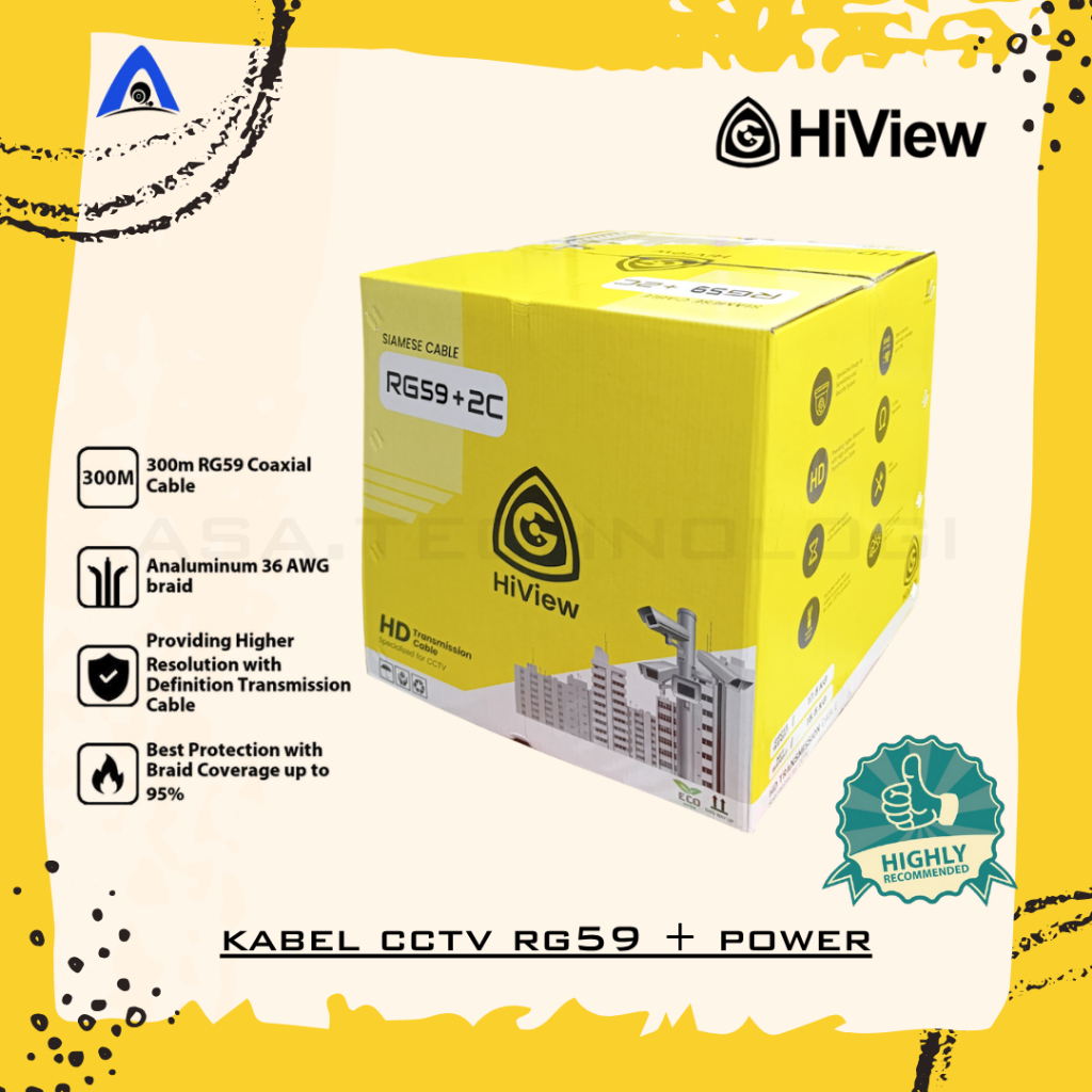 Jual HIVIEW Kabel CCTV Coaxial Cable + Power RG59 300M 100M 50M ...
