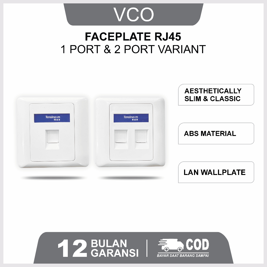 Jual Wall Face Plate LAN RJ45 2 Port Modular + Outbow Box – Faceplate ...