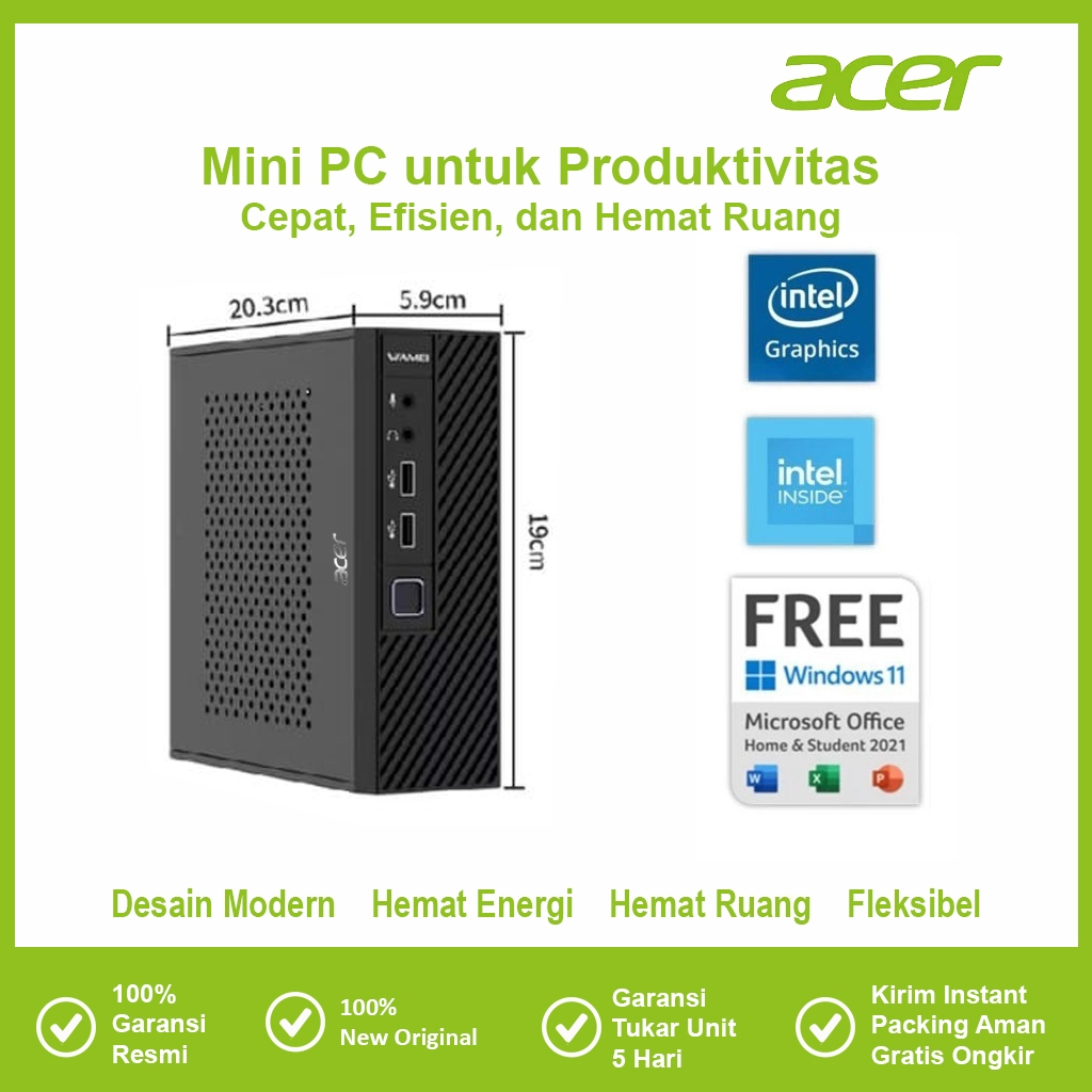 Jual Acer intel I5 12450H PC gaming full set itx mini komputer desktop ...