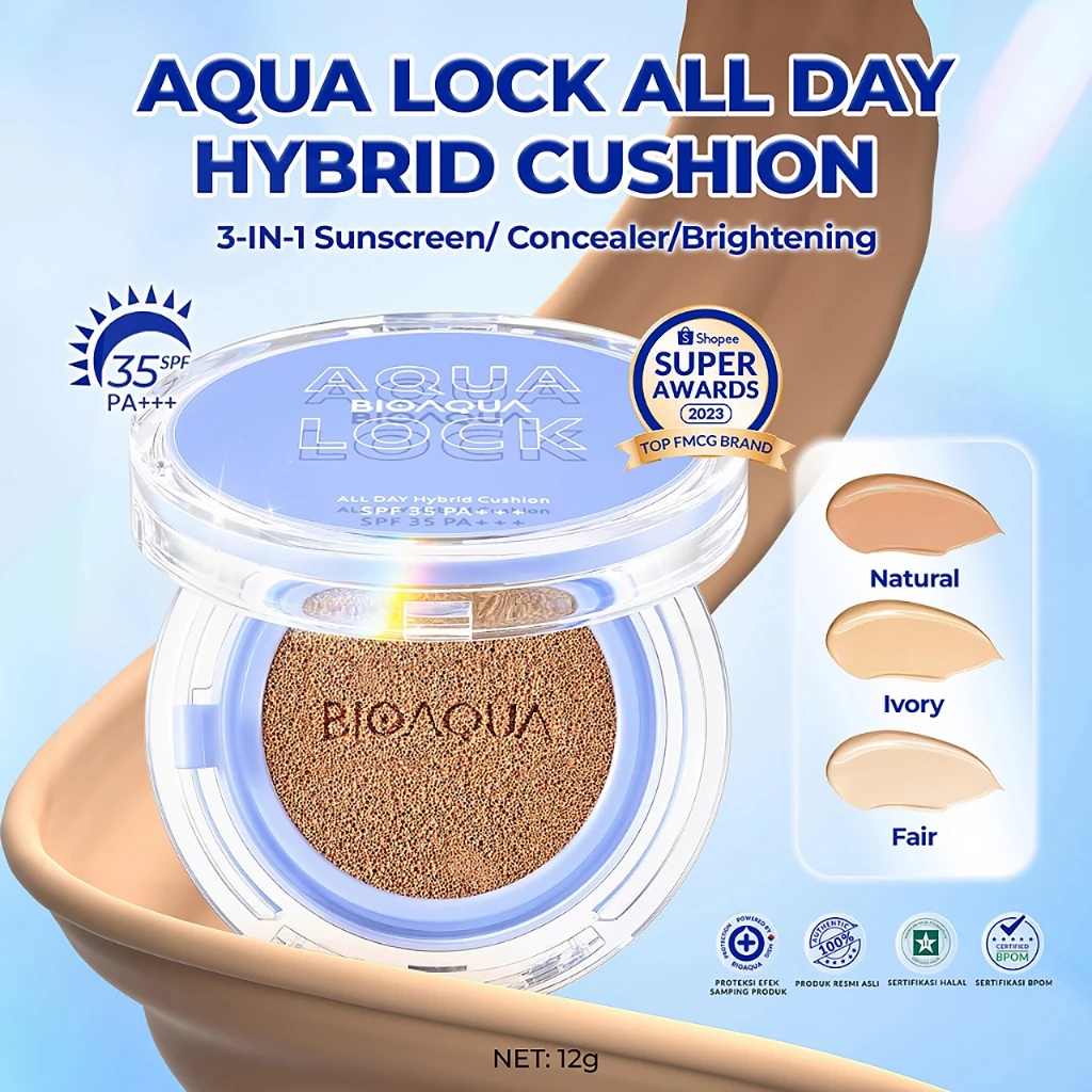 Jual BIOAQUA Bedak Cushion Waterproof Menutupi pori-pori Full Coverage ...