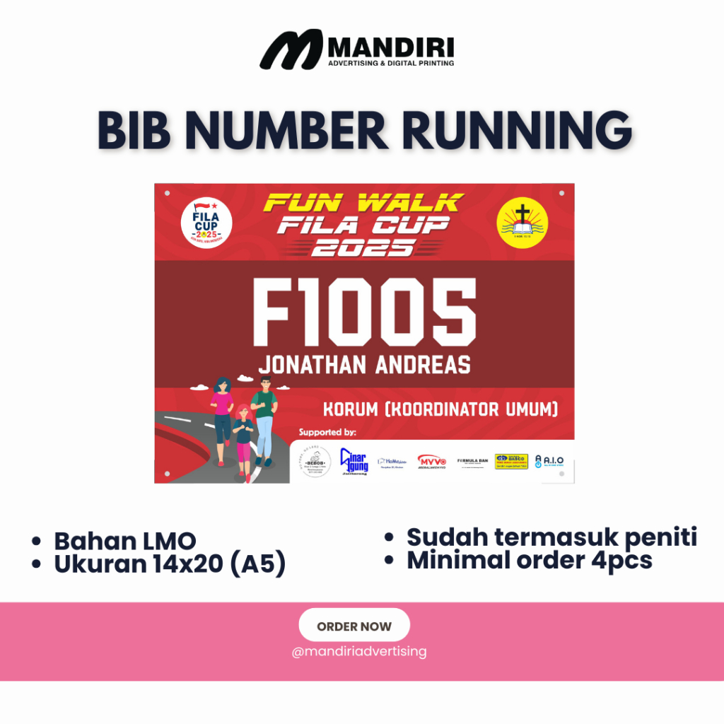 Jual BIB Number Running/ Nomer Lari/ Nomer Dada/ Nomer Peserta Lomba ...