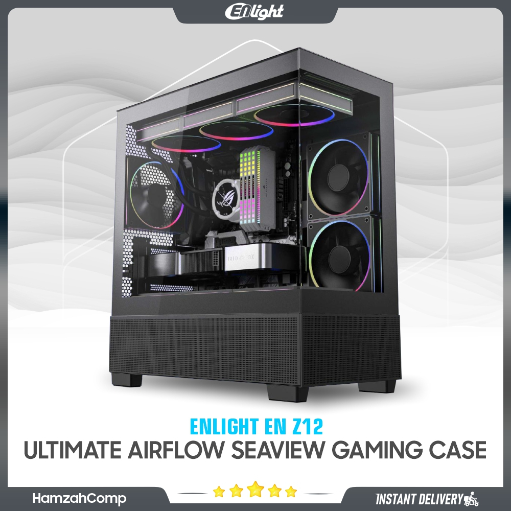 Jual CASING PC Gaming ENLIGHT EN Z12 Black Seaview Mid Tower Free 3 RGB ...