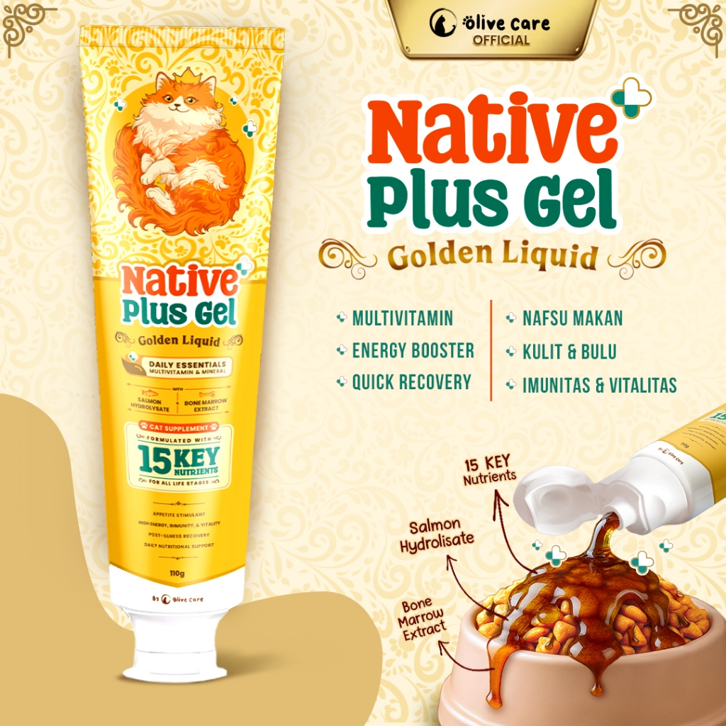 Jual Olive Care Vitamin Kucing NATIVE+ PLUS GEL GOLDEN LIQUID 110g ...