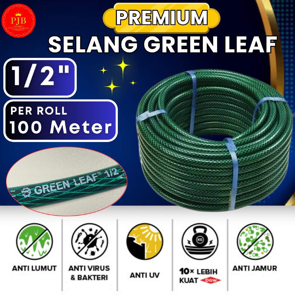 Jual Selang Serat Benang Hijau Premium GREEN LEAF 1/2 Inch PER ROLL ...