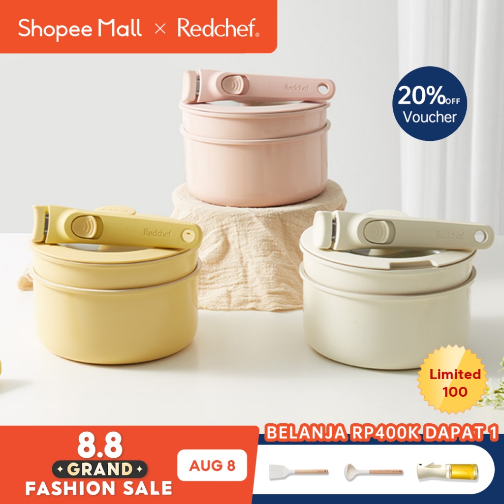 Jual Redchef Set Peralatan Masak Batu Keramik Anti Lengket dengan Pegangan yang Dapat Dilepas 4 ...