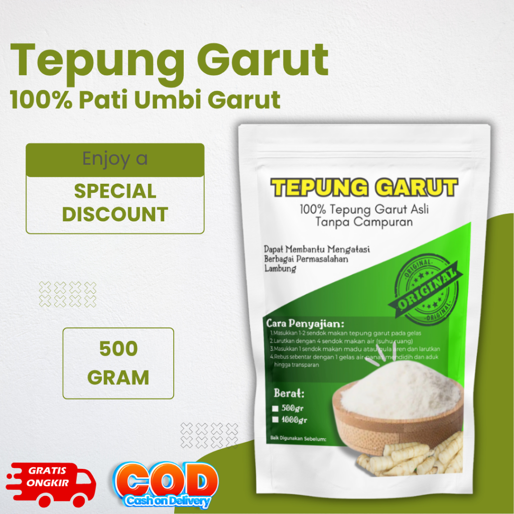 Jual TEPUNG GARUT/PATI ASAM LAMBUNG/ANGKRIK /ARROWROOT 500Gr | Shopee ...