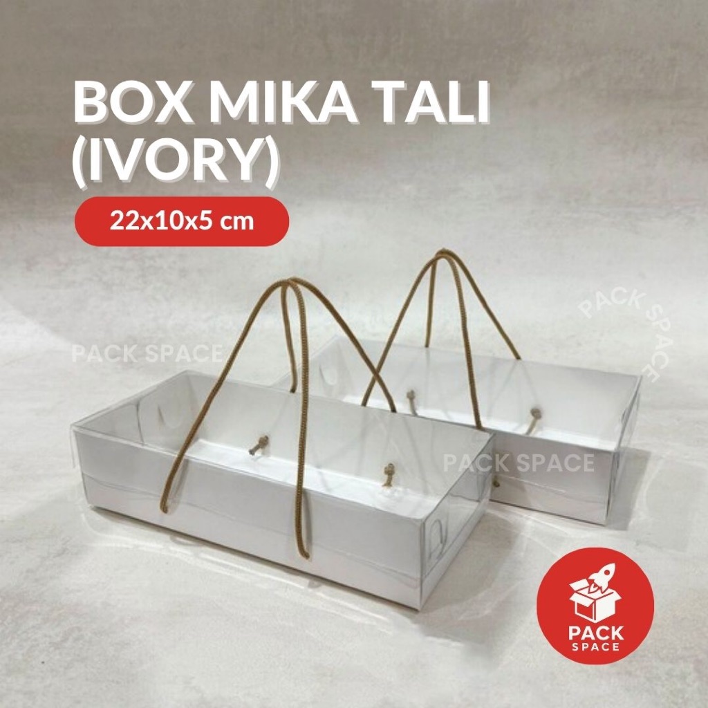 Jual Box IVORY Mika Tali 22x10x5 cm untuk Kotak Brownies Kue Cake Roti ...