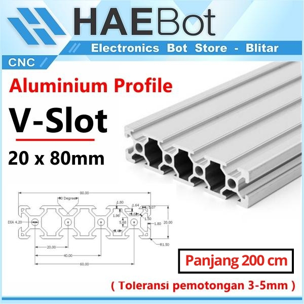 Jual [HAEBOT] Aluminium Profil V Slot 2080 20x80 AP2080 Alumunium 200cm ...
