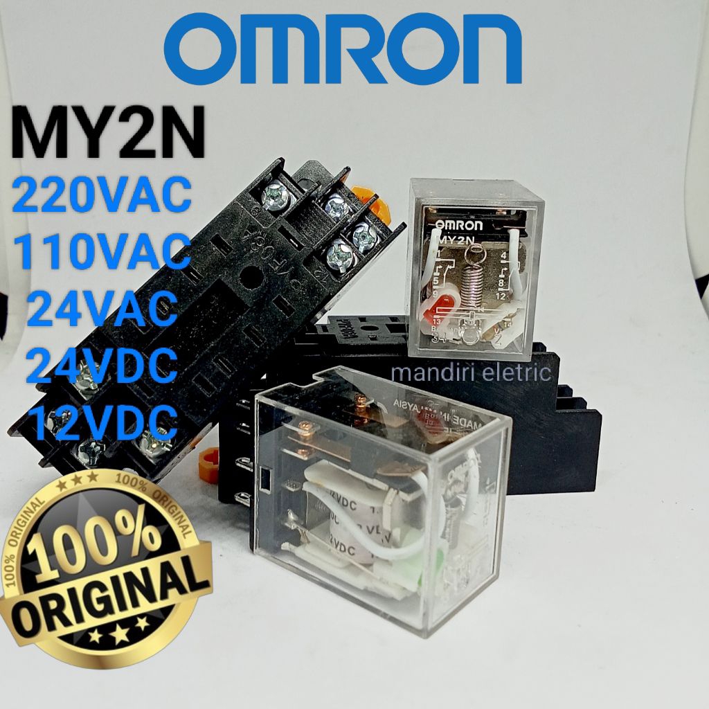 Jual relay set socket omron my2n my2 12vdc 8pin/kaki original | Shopee ...