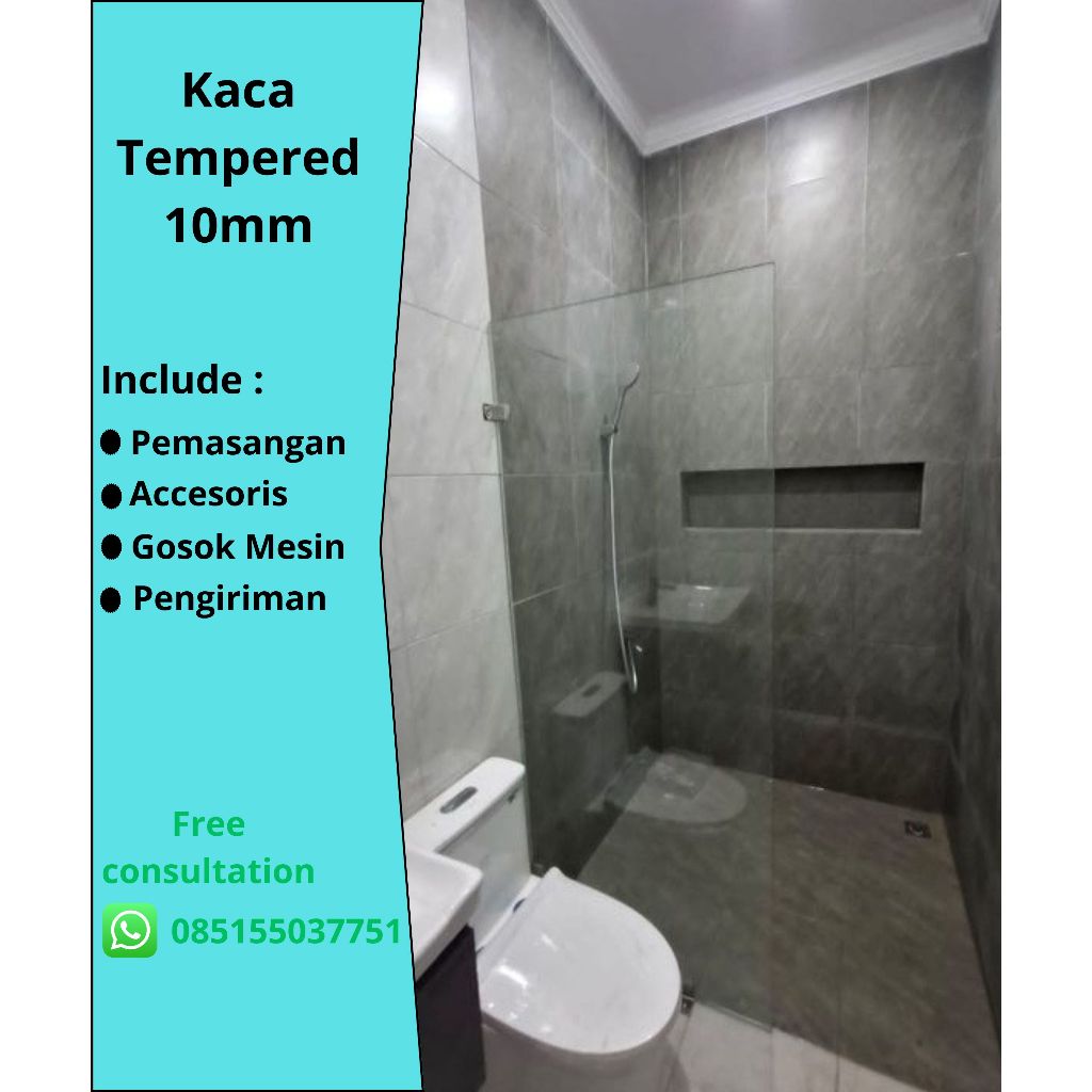 Jual Sekat Partisi Shower Kamar Mandi Kaca Tempered 10mm | Shopee Indonesia