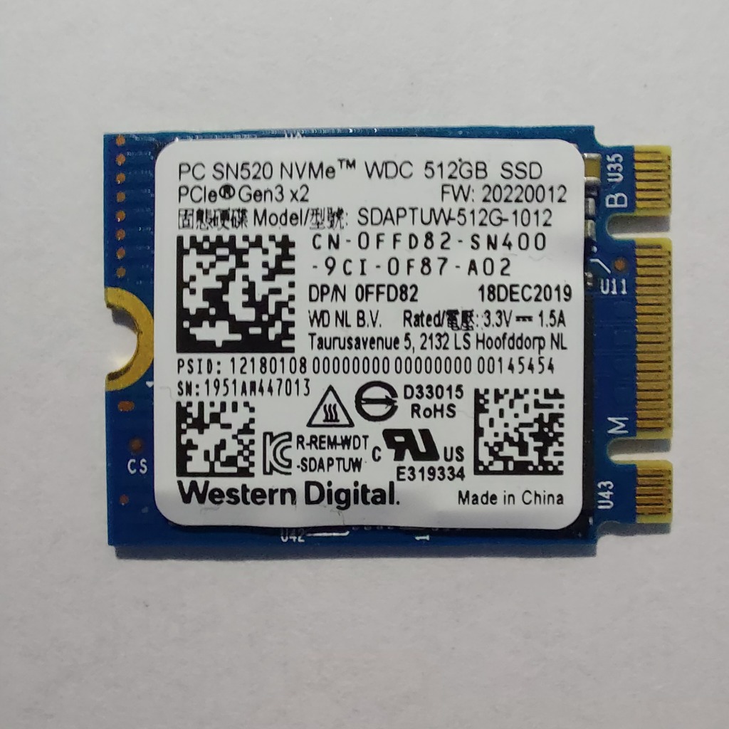 Jual SSD M2 Nvme 2230 512Gb Second Original Socket B+M Key Western ...