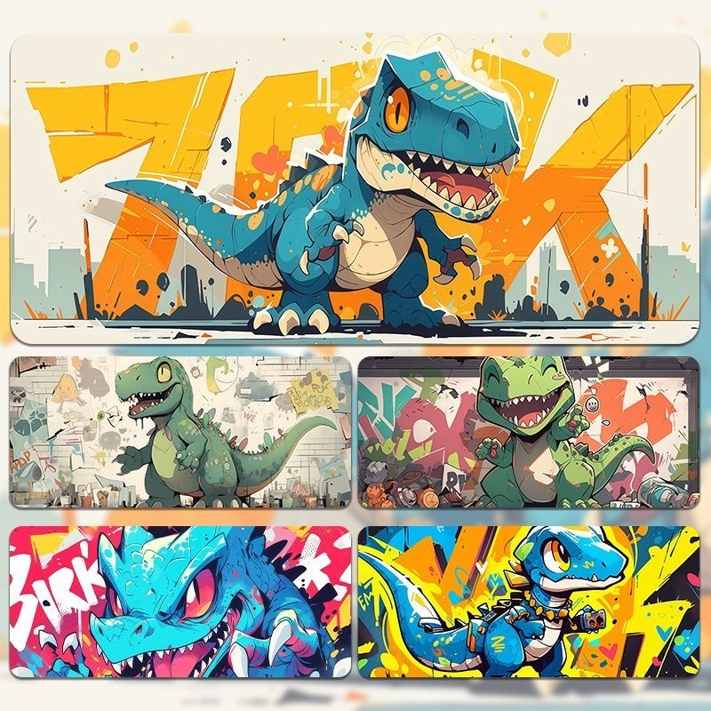 Jual Dinosaur Doodle Patterns Mouse pad karet besar aesthetic anime ...