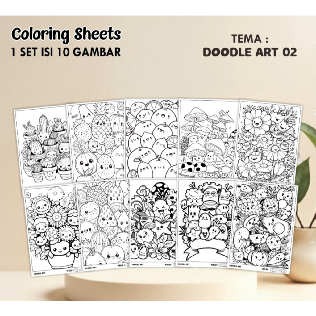 Jual (A4) KERTAS MEWARNAI ANAK - COLORING SHEETS SERIES 2 TEMA DOODLE ...