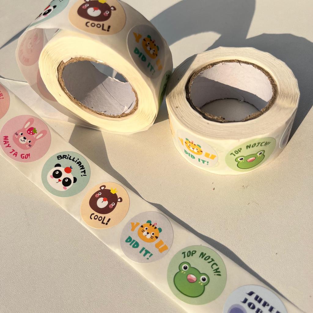 Jual sticker roll label isi 500pcs motif kartun lucu untuk stiker ...