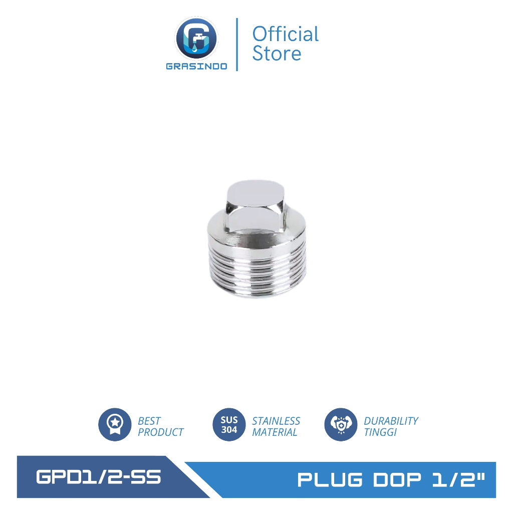 Jual GIG Plug Dop Stainless SUS304 Drat Luar 1/2 Inch / Tutup Napel ...