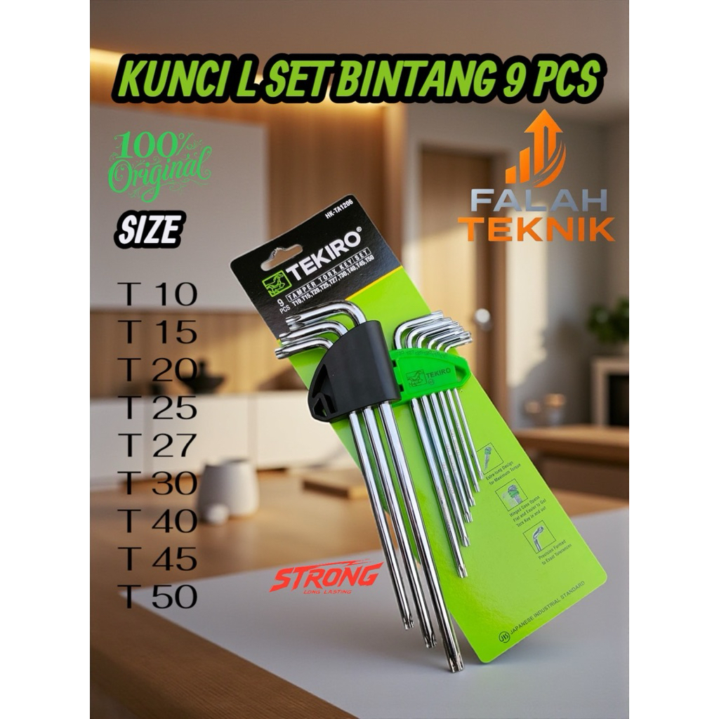 Jual Kunci L Bintang Panjang Lubang TEKIRO 9 PCS Tamper TORX KEY TEKIRO 9PC | Shopee Indonesia