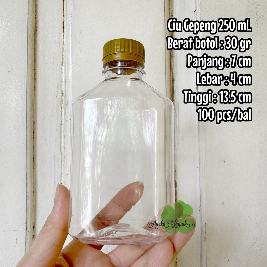 Jual Botol Gepeng 250 ml botol ciu 250 ml tebal | botol mansion 250 ml ...