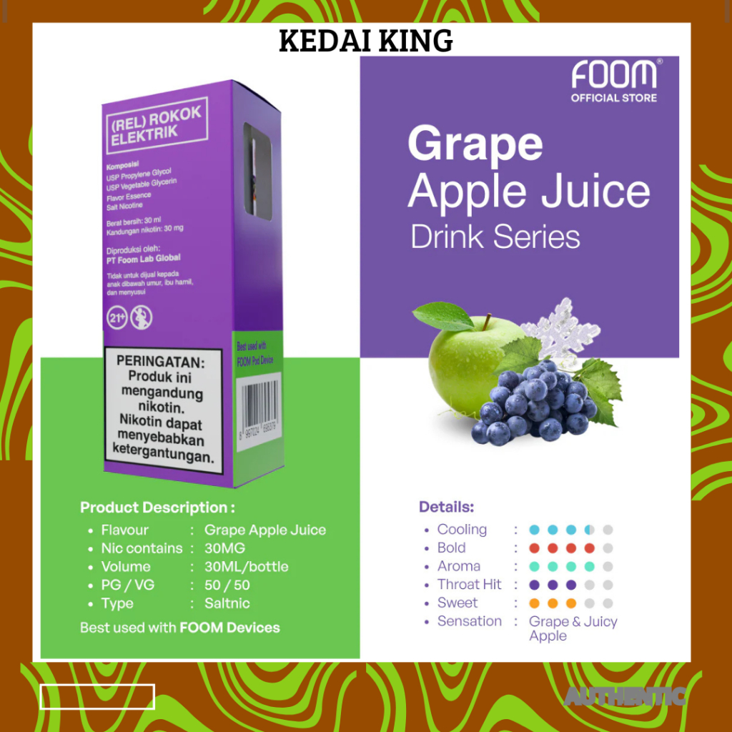 Jual NEW FLAVOUR! FOOM GRAPE APPLE JUICE 30ML AUTHENTIC | Shopee Indonesia