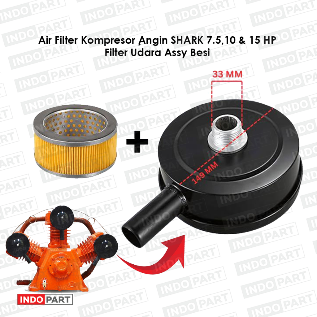 Jual Air Filter Kompresor Angin 7.5,10,15 HP – Assy Besi Lengkap dengan ...