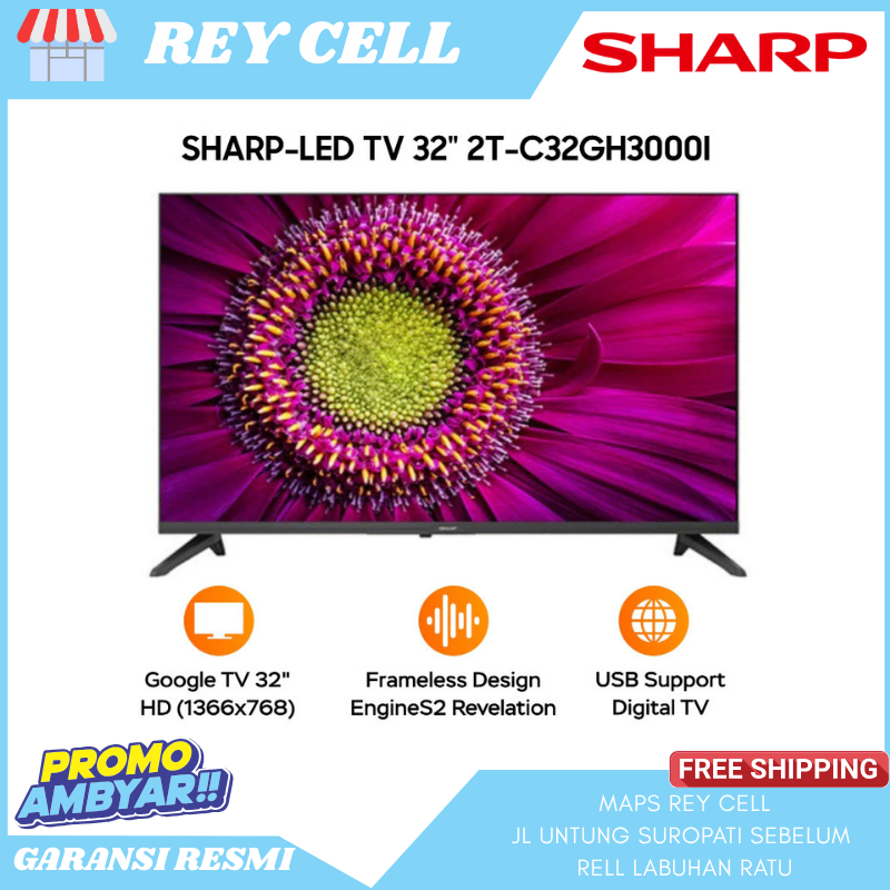 Jual SHARP Smart Google TV LED 32GH 32 Inch HD-Ready Digital DVB-T2 Chromecast GARANSI RESMI ...