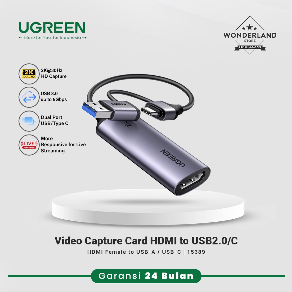 Jual Ugreen Kabel HDMI 2in1 Video Capture Card HD 4K 60Hz QHD FHD OBS Mac Windows PS 40189 15389 ...