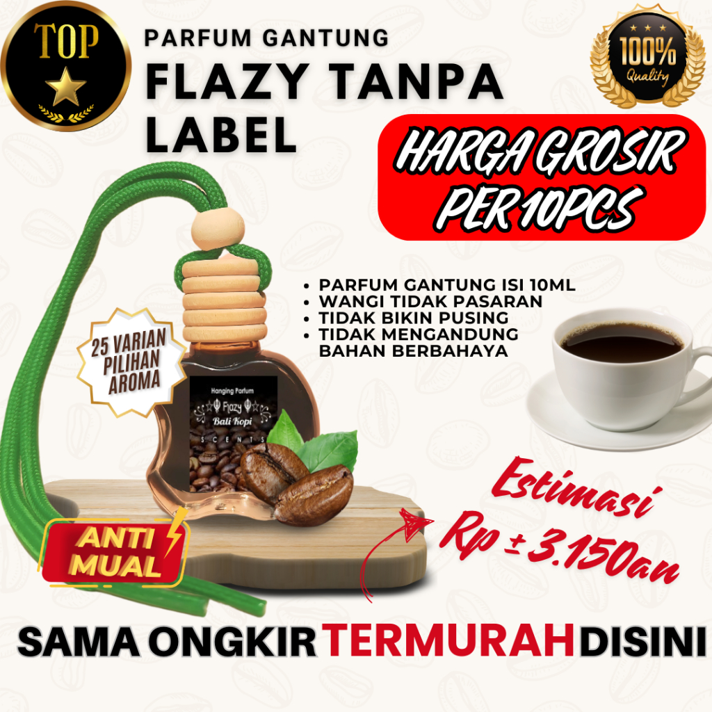 Jual (MIN 8 PCS) Parfum Mobil Gantung Tanpa Label Flazy Botol Apel 10ml ...