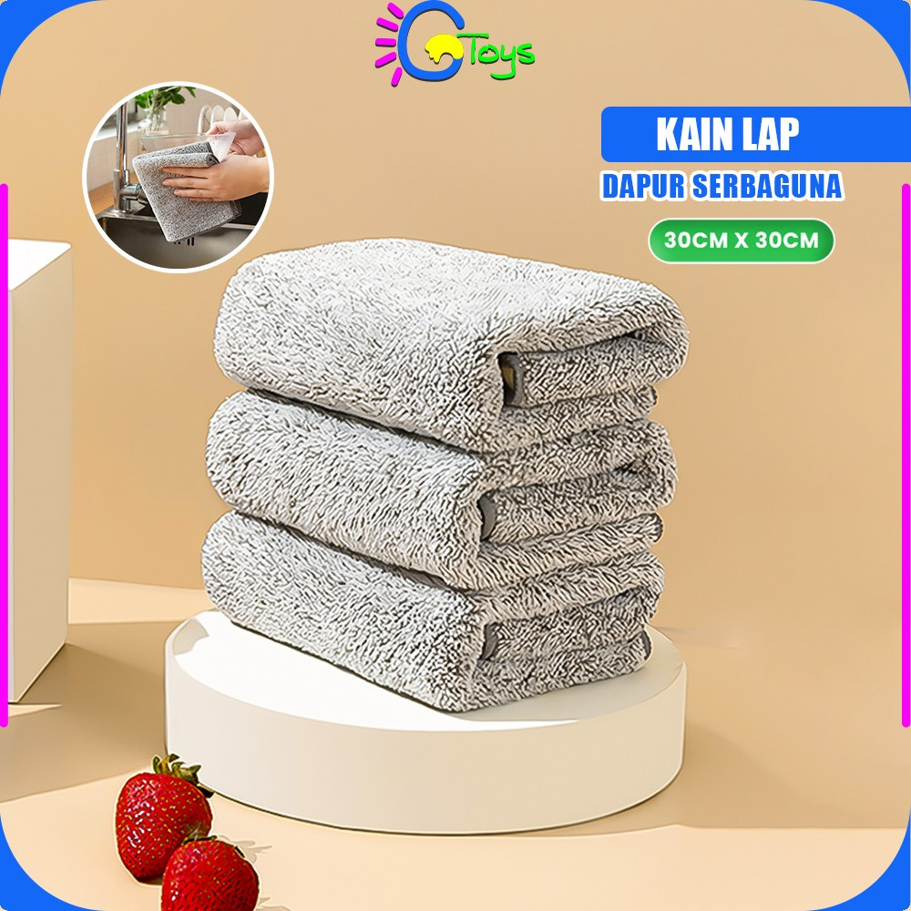 Jual CR-C395 Kain Lap Piring 30X30 Anti Minyak Bahan Coral Fleece ...