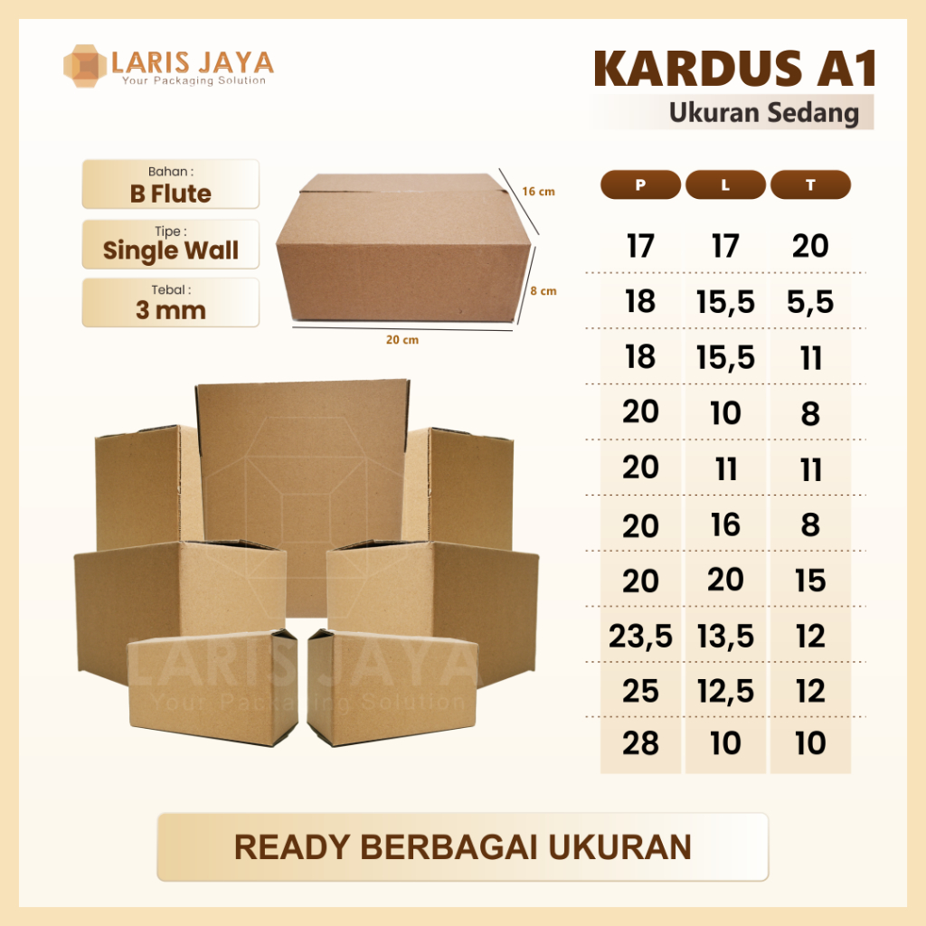 Jual Box Kardus Polos bentuk Kotak untuk Packing | A1 Ukuran Sedang ...