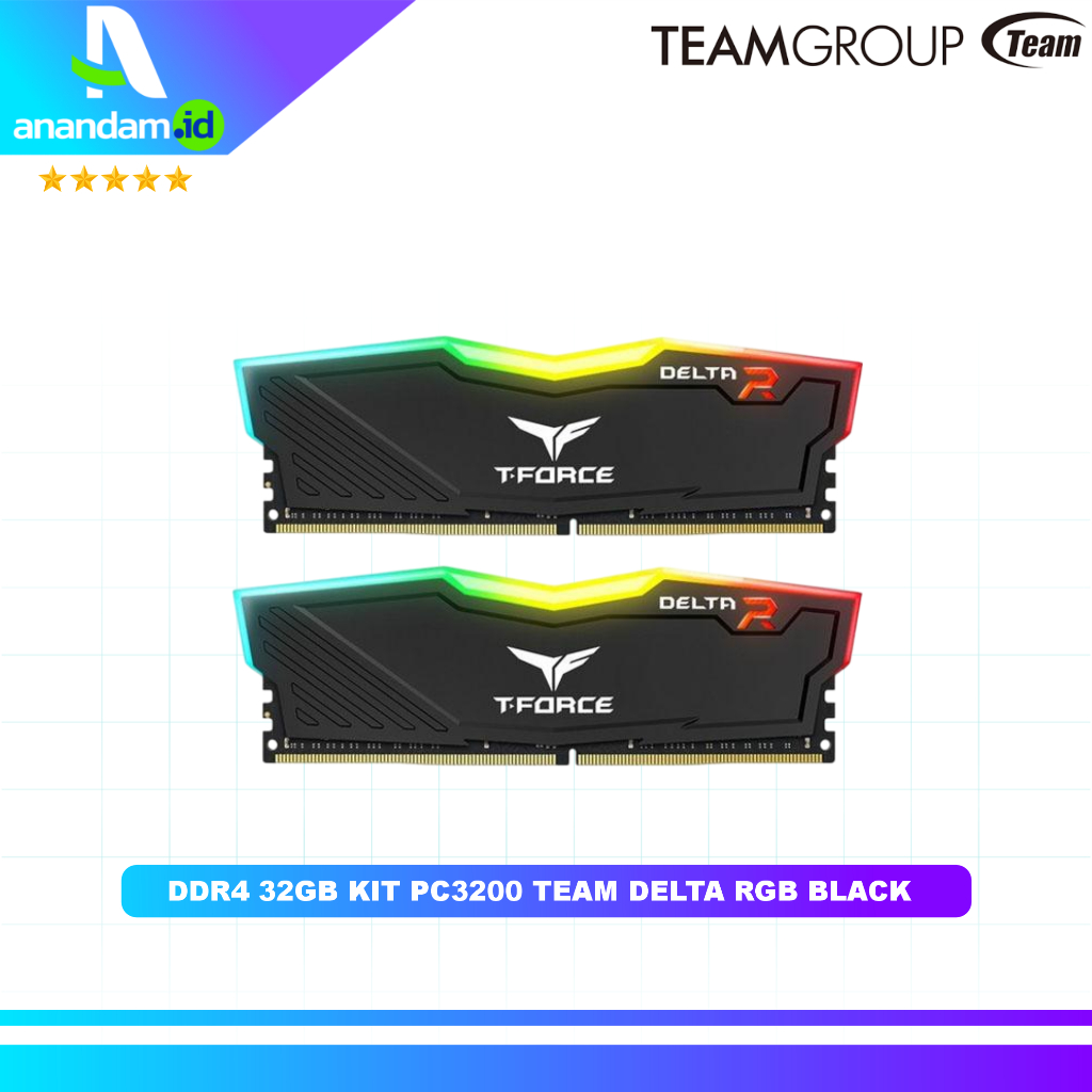 Jual Team T-Force Delta RGB DDR4 32GB (2X16GB) 3200Mhz BLACK - Dual ...