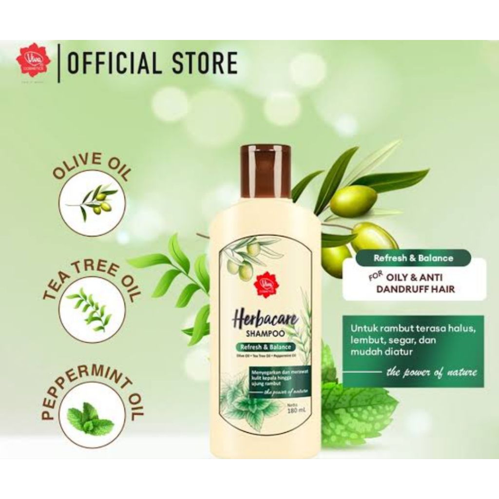 Jual VIVA COSMETICS HERBACARE SHAMPOO REFRESH & BALANCE 180ML (SHAMPOO ...