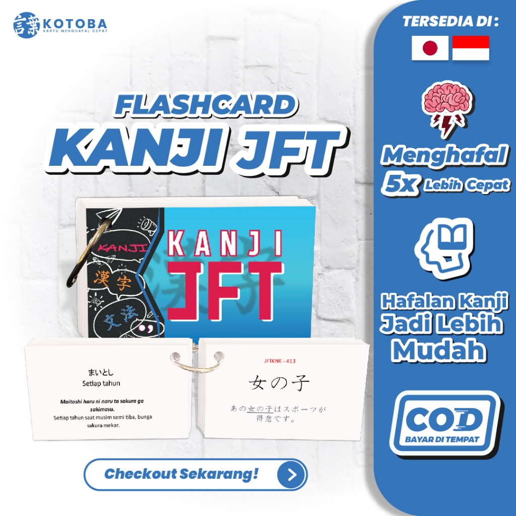 Jual Flashcard Kanji JFT Basic A2 458 Kanji Kotoba - Kotoba Flashcard | Shopee Indonesia